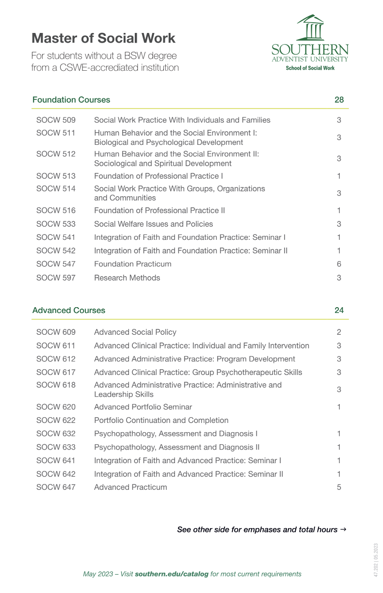 Master of Social Work | Southern Adventist University